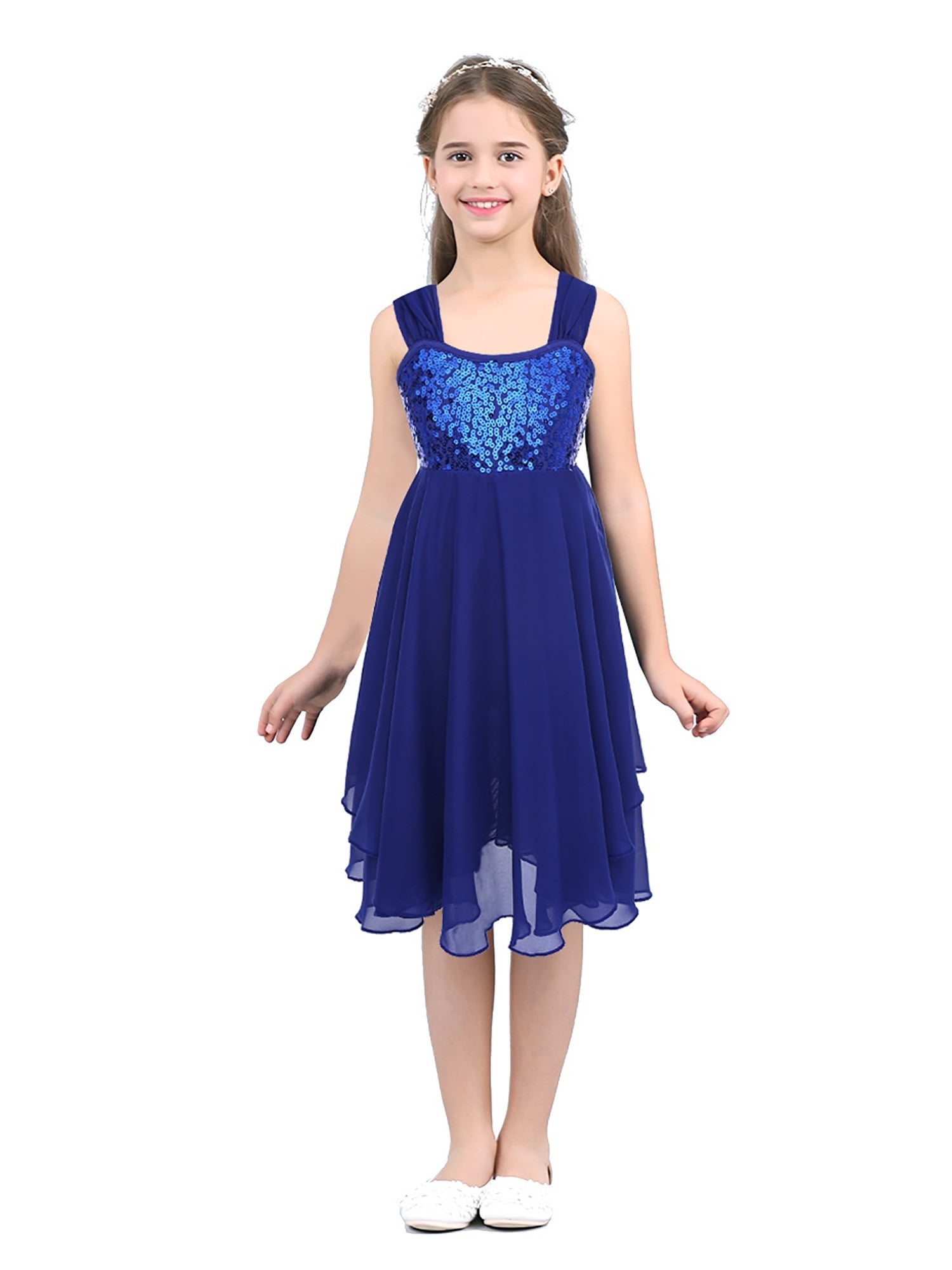 iEFiEL Girls Chiffon Sequins Adjustable Straps Ballet Dance Gymnastics ...