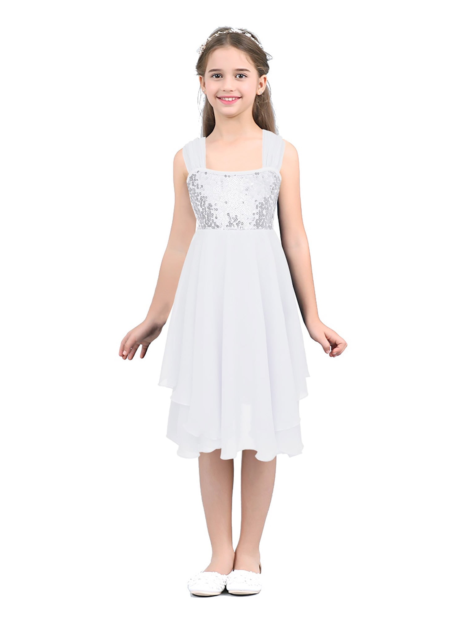 iEFiEL Girls Chiffon Sequins Adjustable Straps Ballet Dance Gymnastics ...