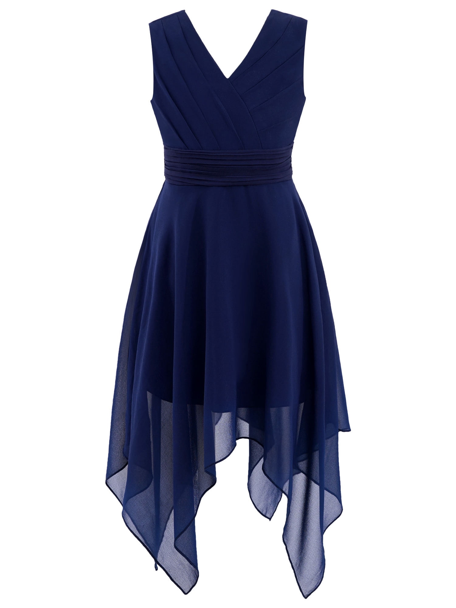 iEFiEL Girls Chiffon Solid Color Wedding Party Dress V Neck Wide ...