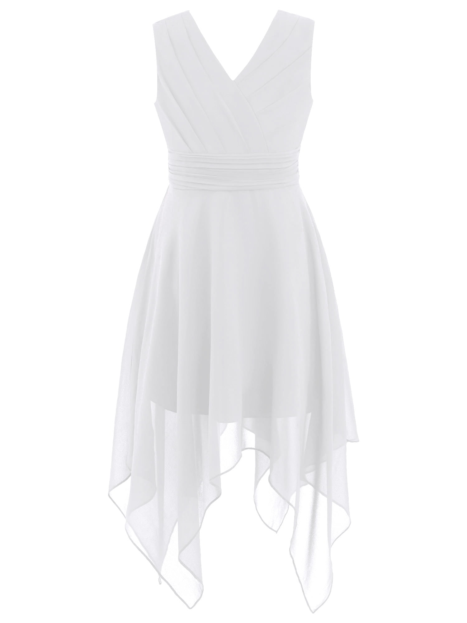 iEFiEL Girls Chiffon Solid Color Wedding Party Dress V Neck Wide ...