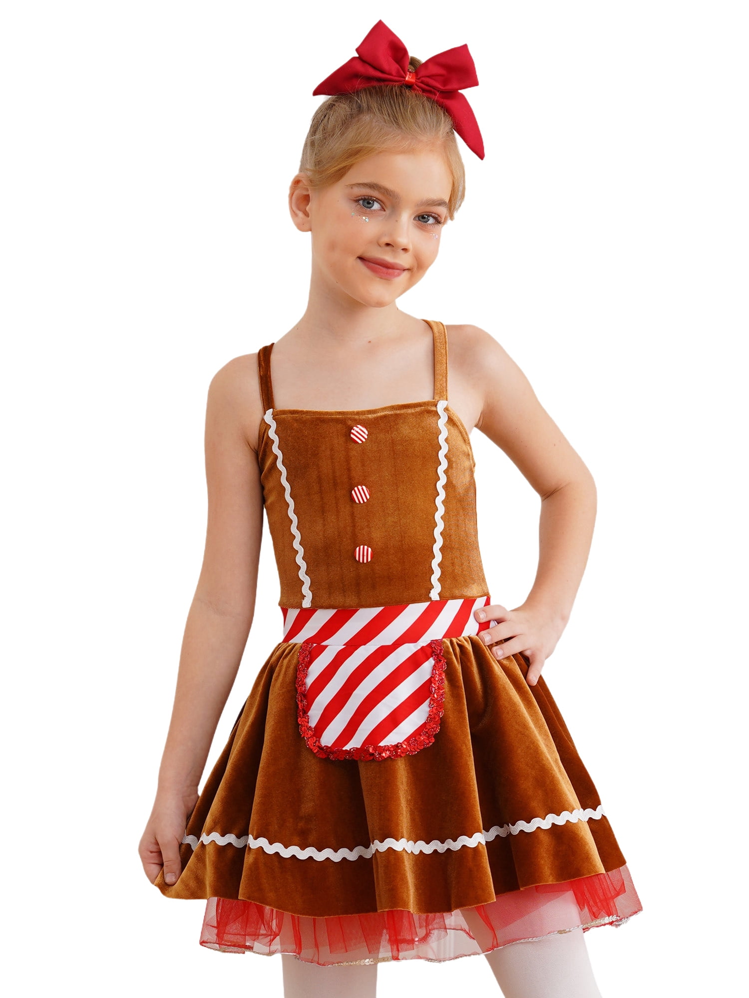 iEFiEL Girls Christmas Gingerbread Man Dance Costume Ballet Tutu Dress ...