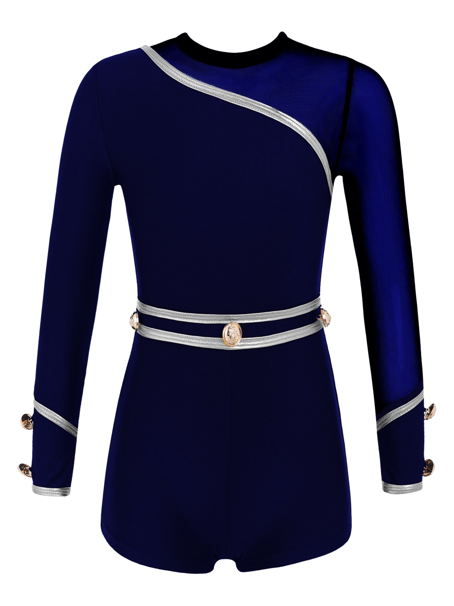 iEFiEL Girls Contrast Color Long Mesh Sleeve Gymnastic Leotard Ballet ...