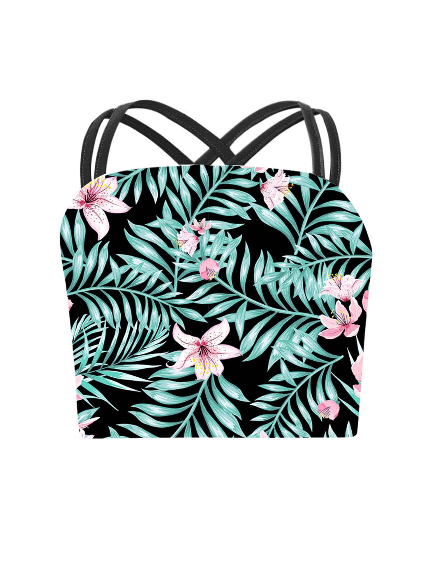 iEFiEL Girls Double Cross Shoulder Straps Swimming Crop Top Vest ...