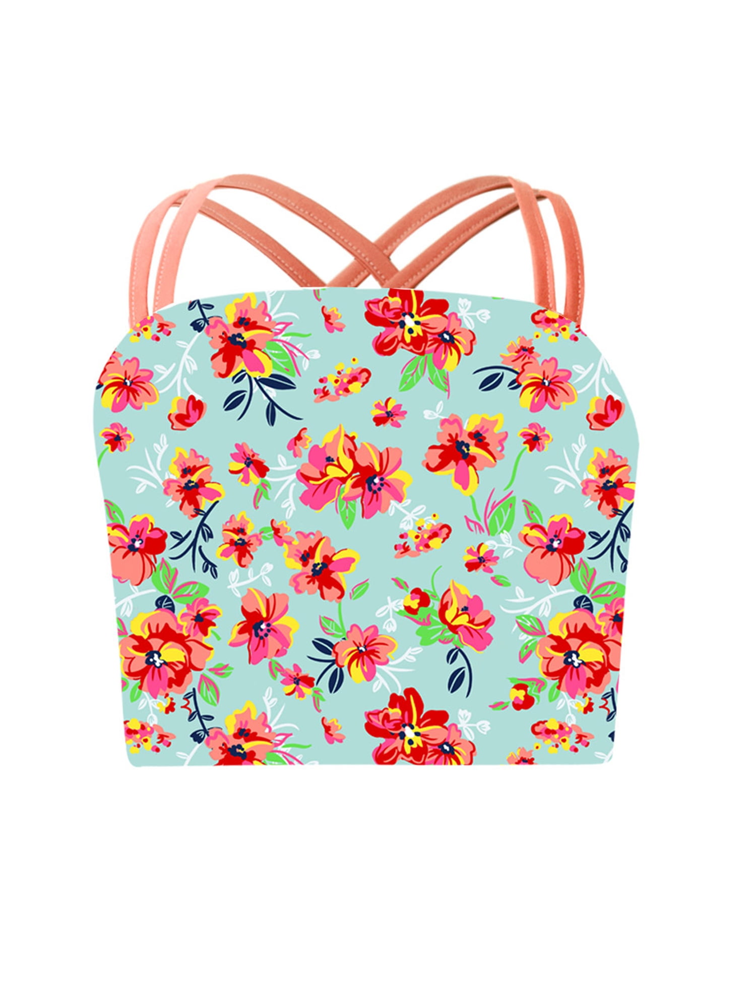 iEFiEL Girls Double Cross Shoulder Straps Swimming Crop Top Vest ...