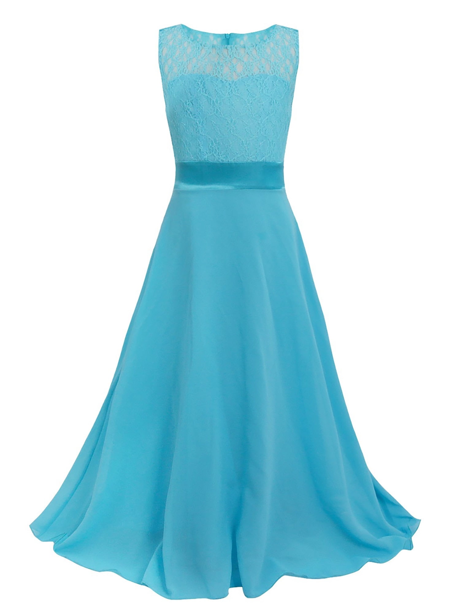 iEFiEL Girls Floral Lace Bodice Ball Gown Wedding Party Pageant Maxi ...