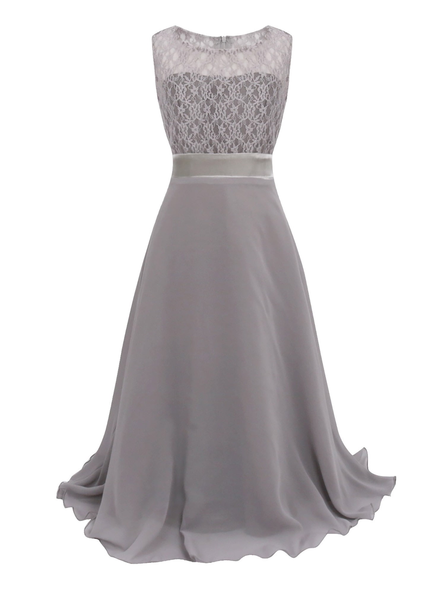 iEFiEL Girls Floral Lace Bodice Ball Gown Wedding Party Pageant Maxi ...