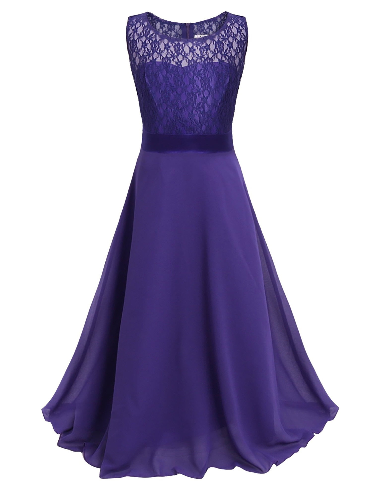 iEFiEL Girls Floral Lace Bodice Ball Gown Wedding Party Pageant Maxi ...