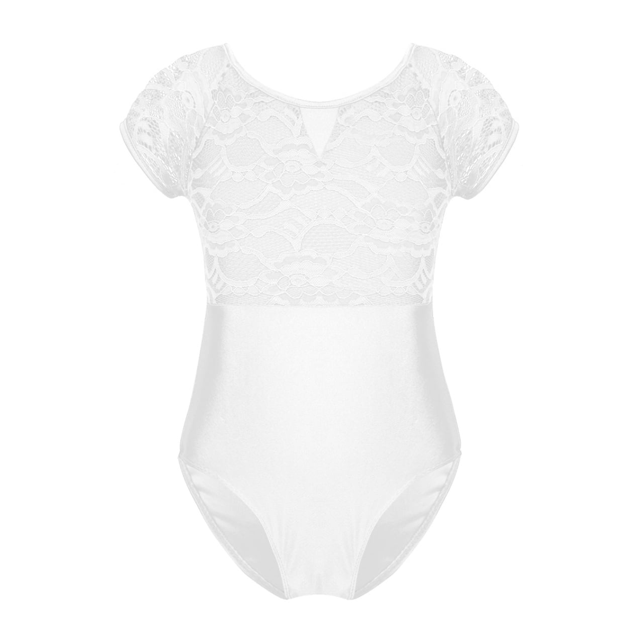 iEFiEL Girls Floral Lace Bowtie Shaped Back Ballet Dance Leotard ...