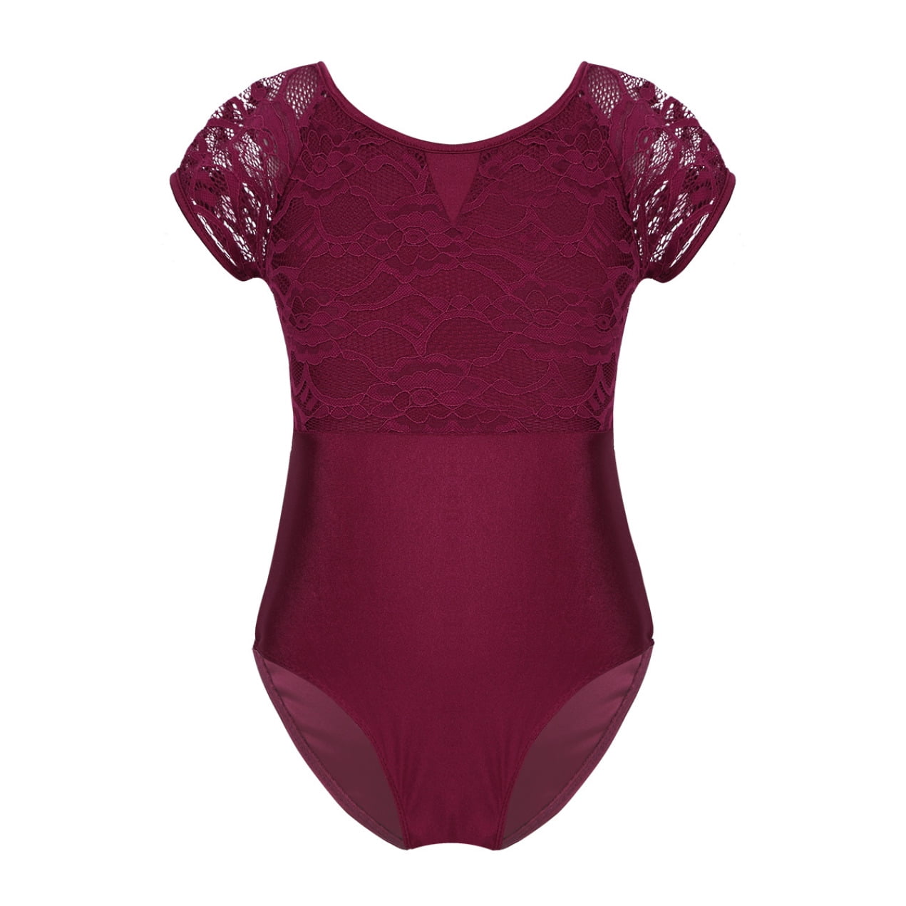 iEFiEL Girls Floral Lace Bowtie Shaped Back Ballet Dance Leotard ...