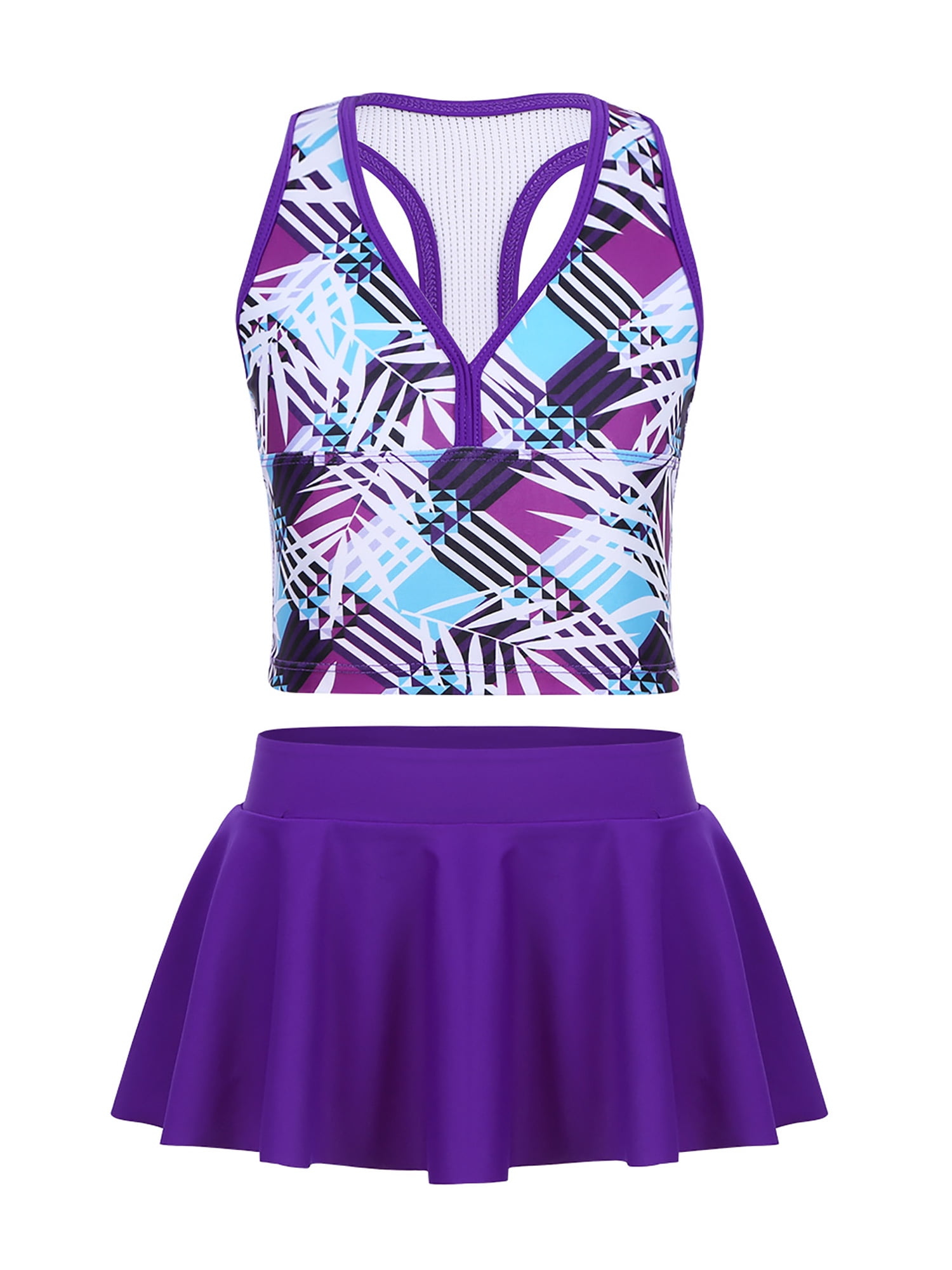 iEFiEL Girls Floral Tankini Set with Skirt 3pcs Set Swimsuit Bathing ...