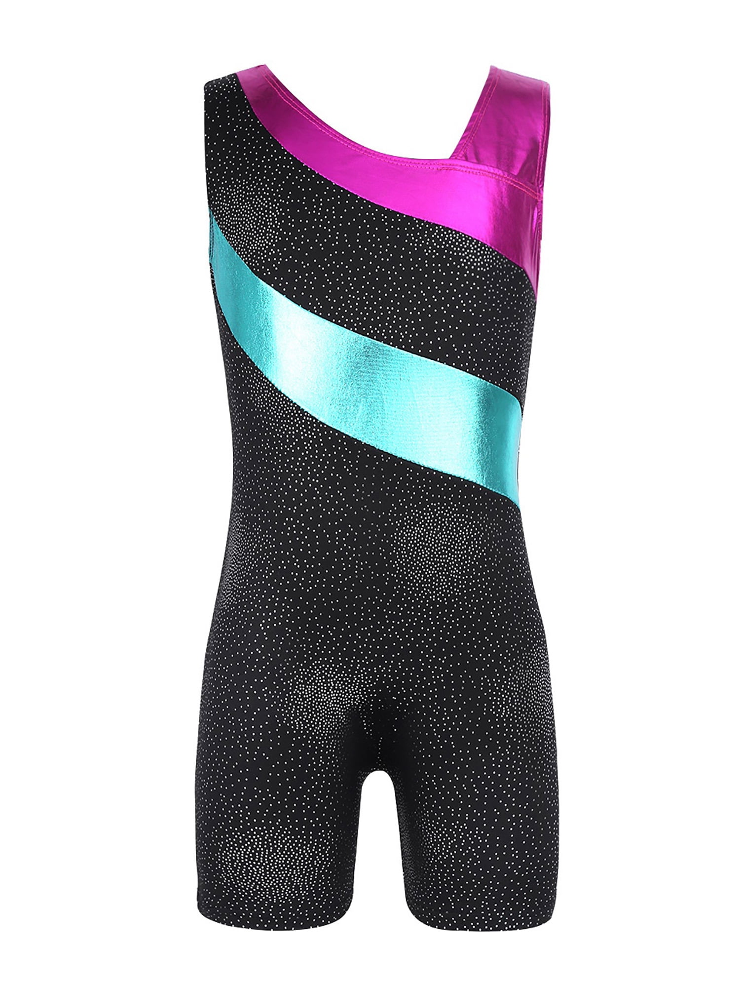 iEFiEL Girls Glittery Splice Gymnastics Unitard Ballet Unitard Dance ...