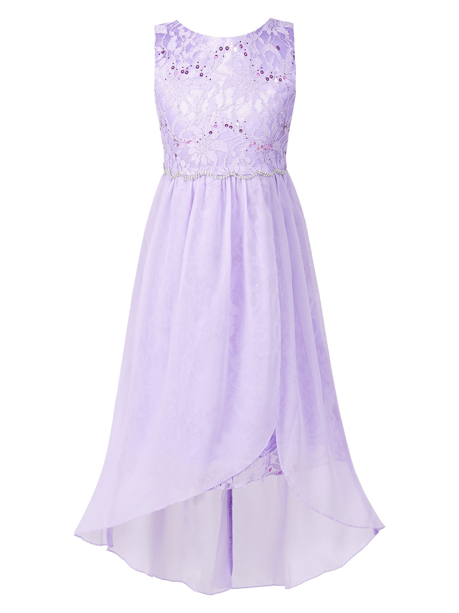iEFiEL Girls Halter Neck Chiffon Floral Lace Party Dress Rhinestone ...