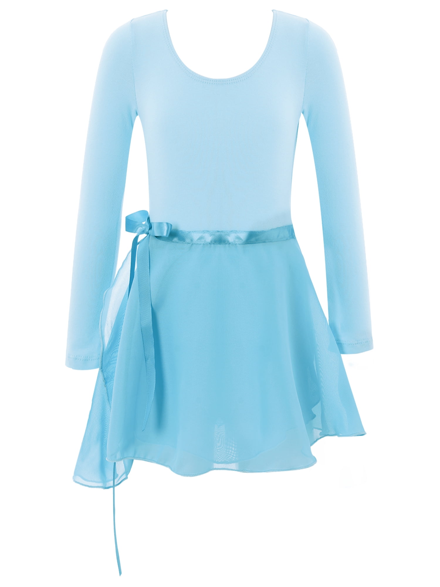 iEFiEL Girls Long Sleeves Ballet Dance Gymnastics Leotard with Chiffon ...