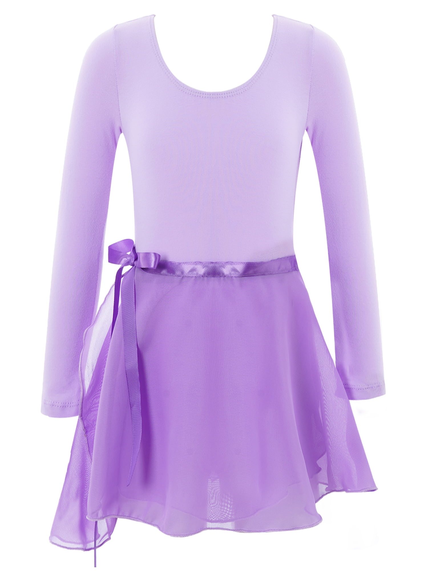 iEFiEL Girls Long Sleeves Ballet Dance Gymnastics Leotard with Chiffon ...
