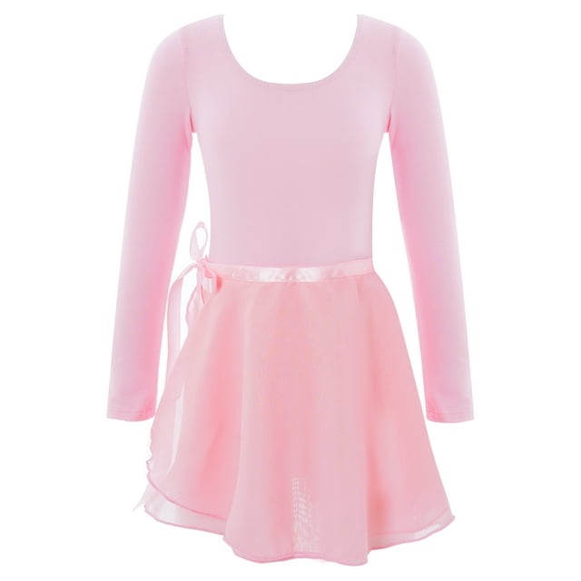 iEFiEL Girls Long Sleeves Ballet Dance Gymnastics Leotard with Chiffon ...