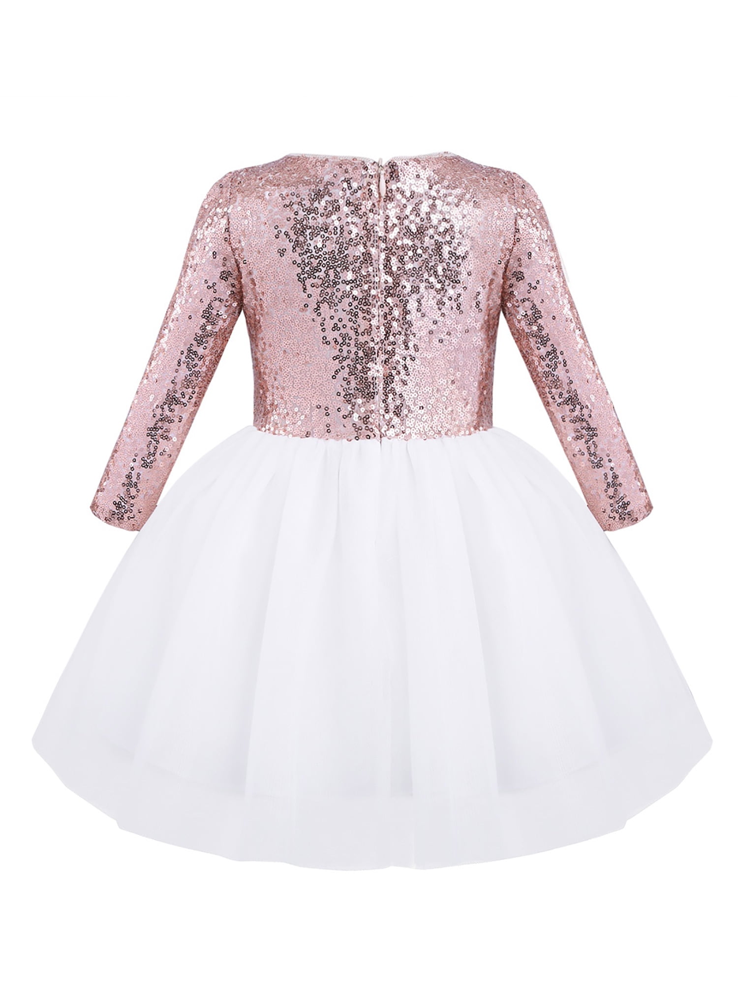 iEFiEL Girls Mesh Sequined Flower Girl Dress Princess Bridesmaid ...