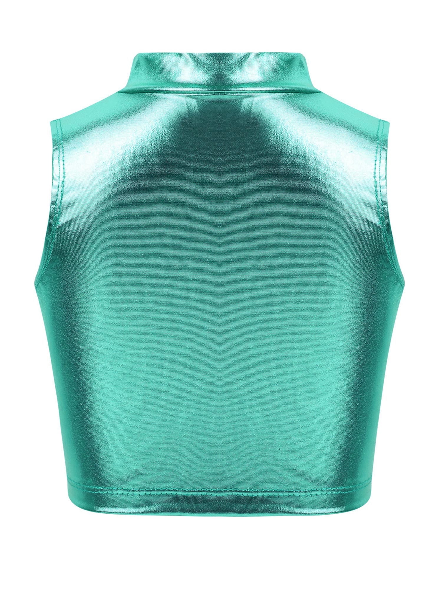 iEFiEL Girls Metallic Turtleneck Crop Tank Top for Ballet Dance ...