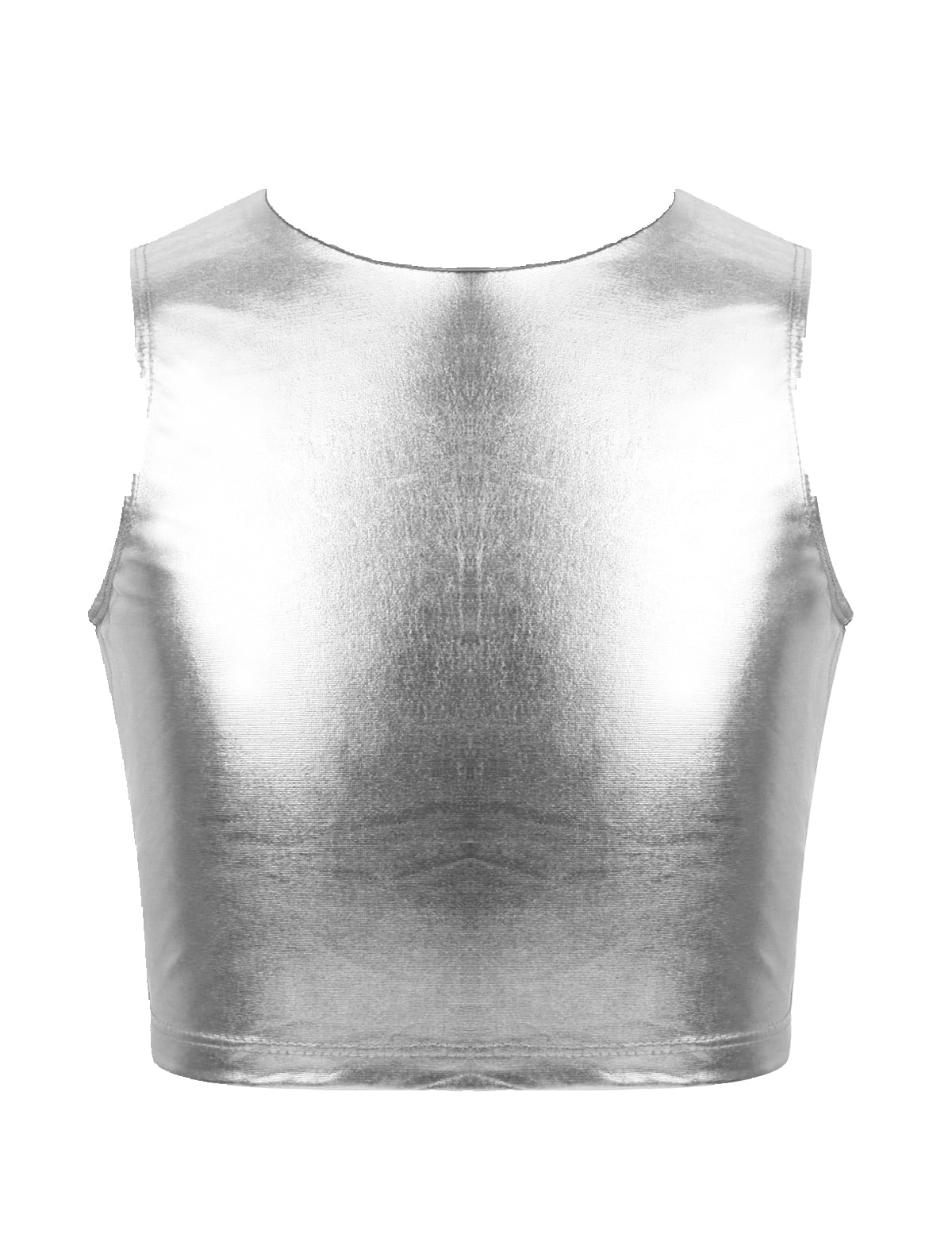 iEFiEL Girls Metallic Turtleneck Crop Tank Top for Ballet Dance ...
