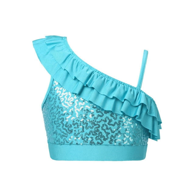 iEFiEL Girls Metallic Turtleneck Crop Tank Top for Ballet Dance ...