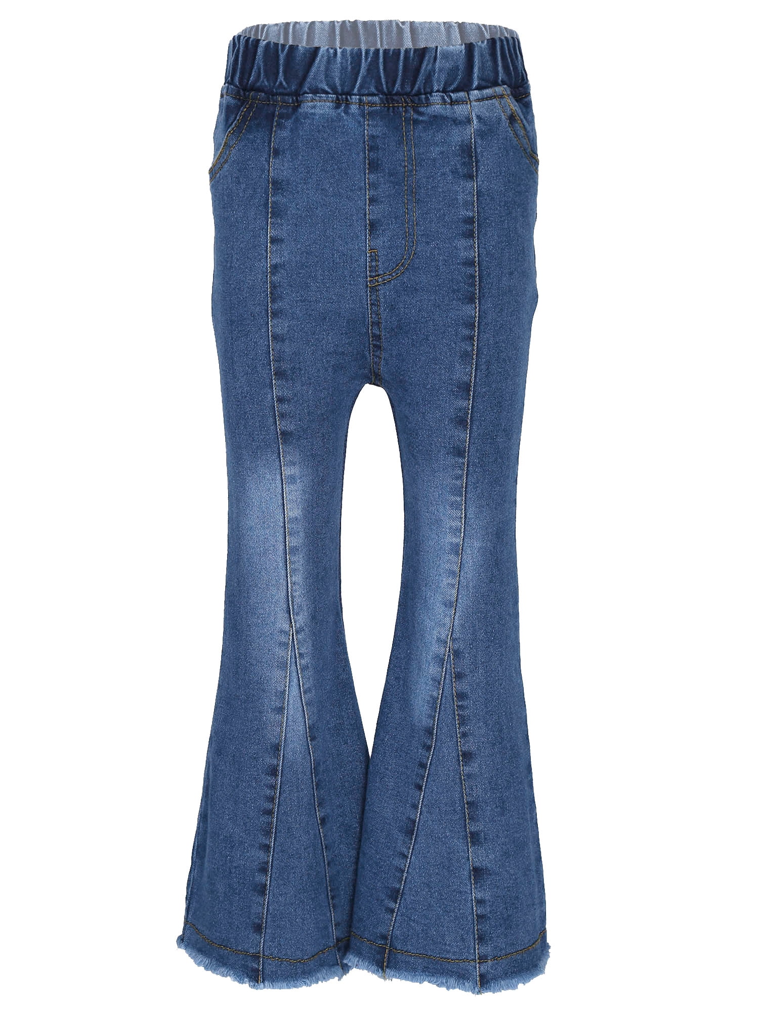 iEFiEL Girls Mid Waist Bell Bottom Jeans School Wear Casual Flared ...