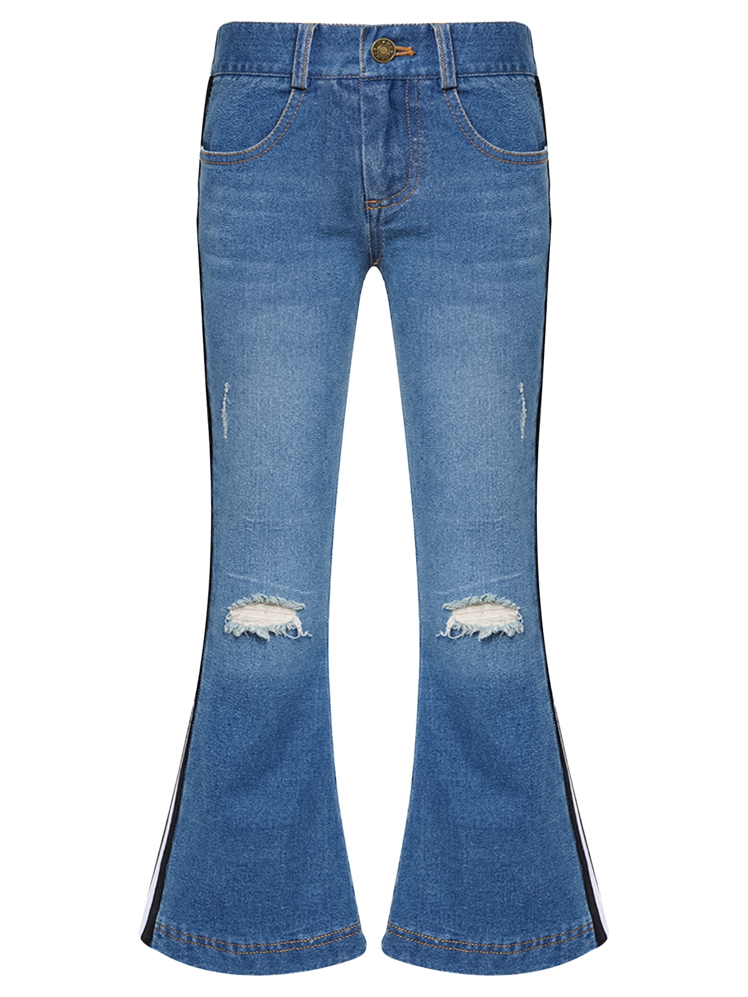 iEFiEL Girls Mid Waist Bell Bottom Jeans School Wear Casual Flared ...