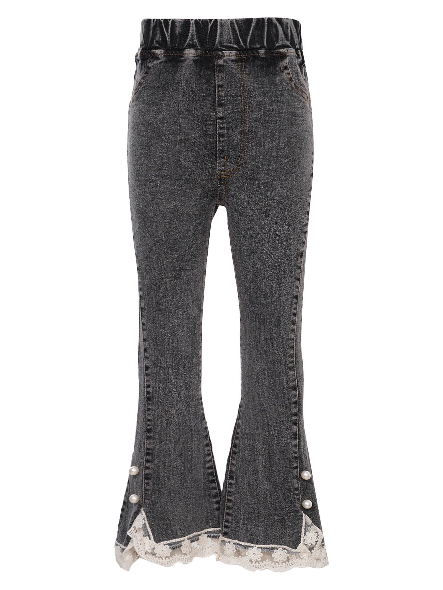 iEFiEL Girls Mid Waist Bell Bottom Jeans School Wear Casual Flared ...