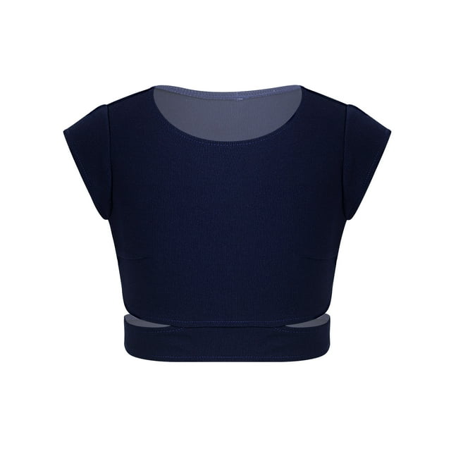 Iefiel Girls Mock Neck Crop Top Athletic Jazz Hip Hop Dance Tops T