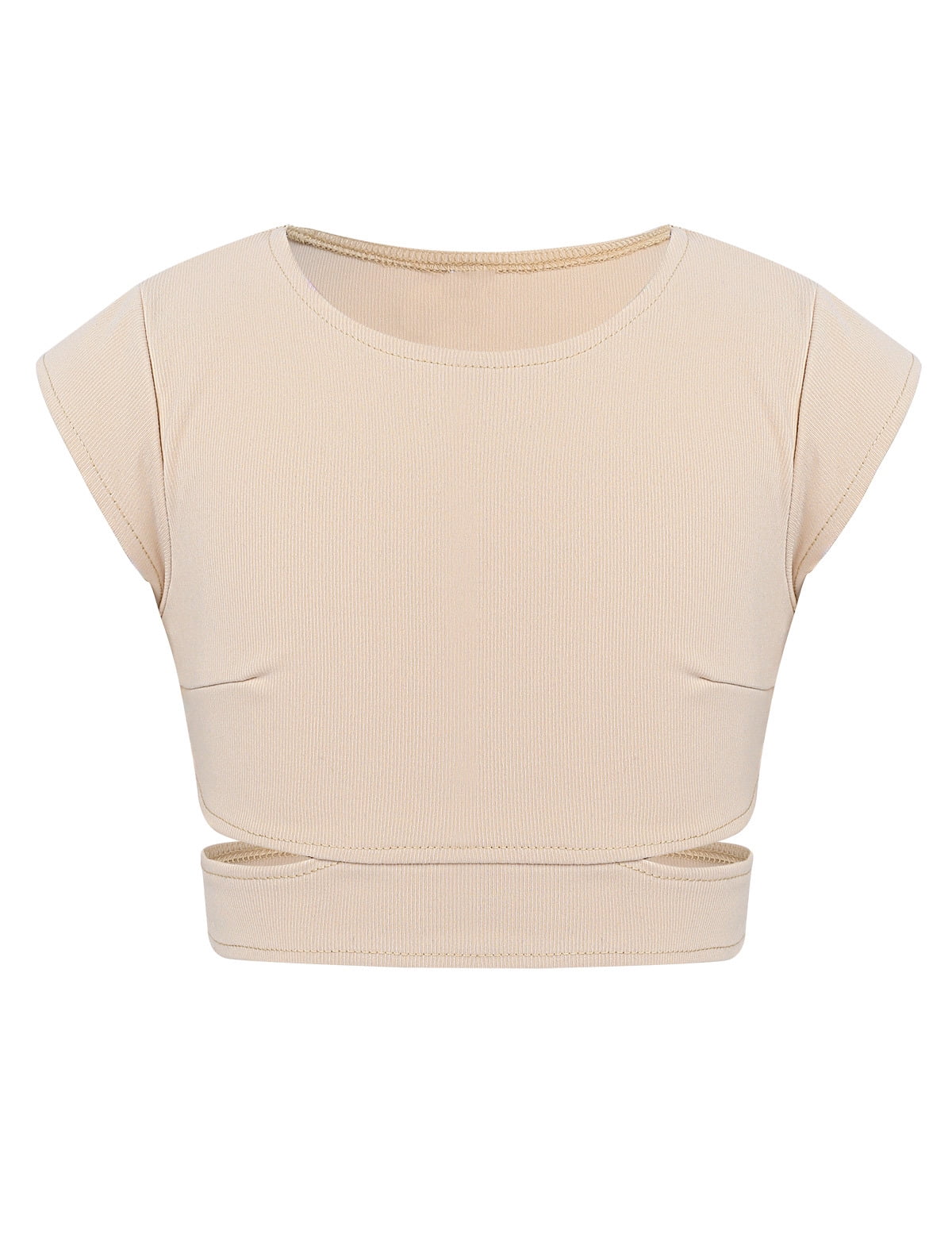 iEFiEL Girls Mock Neck Crop Top Athletic Jazz Hip Hop Dance Tops T ...