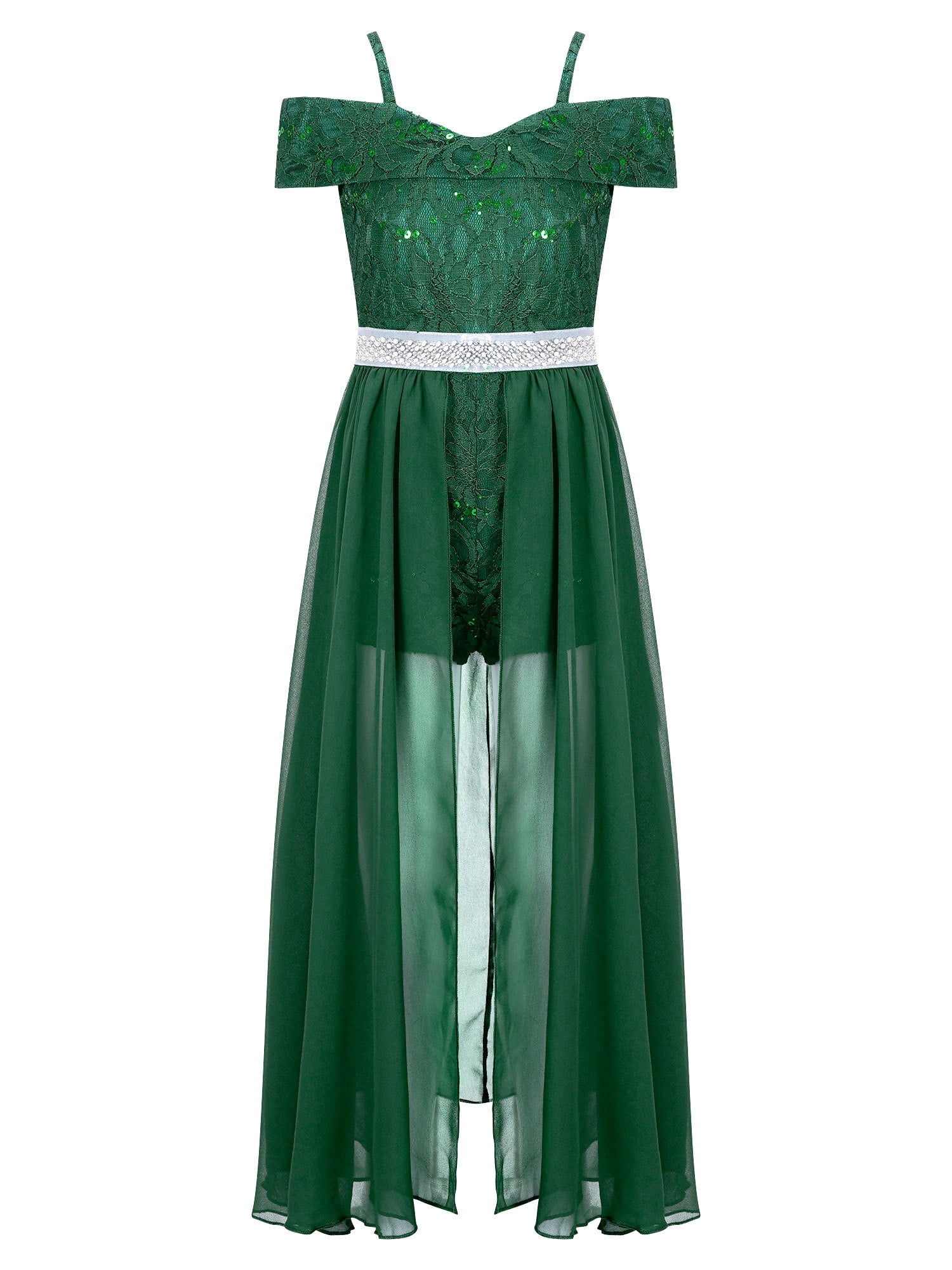 iEFiEL Girls Off-the-Shoulder Lace Chiffon Maxi Romper Dress Flower ...