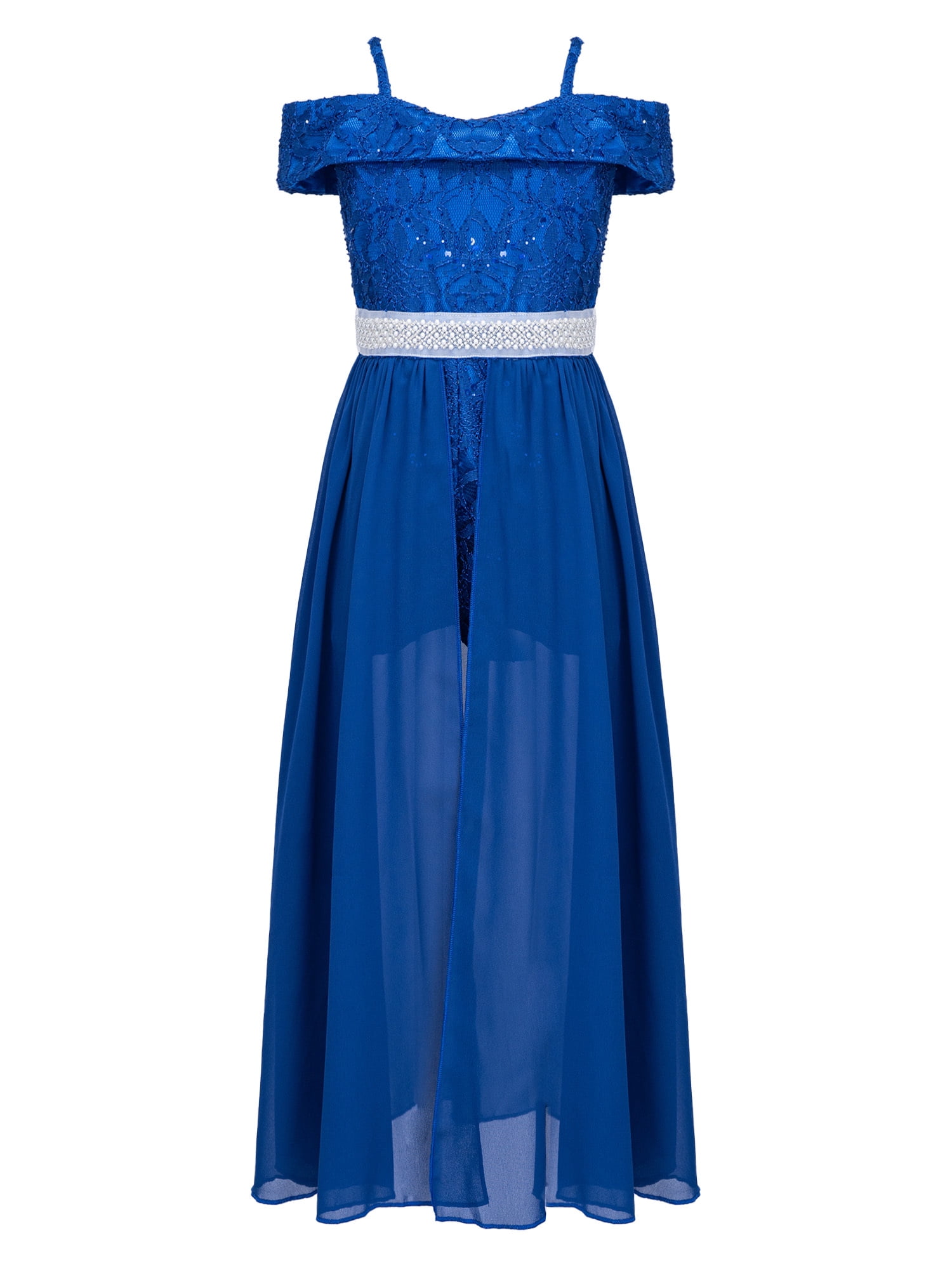 iEFiEL Girls Off-the-Shoulder Lace Chiffon Maxi Romper Dress Flower ...