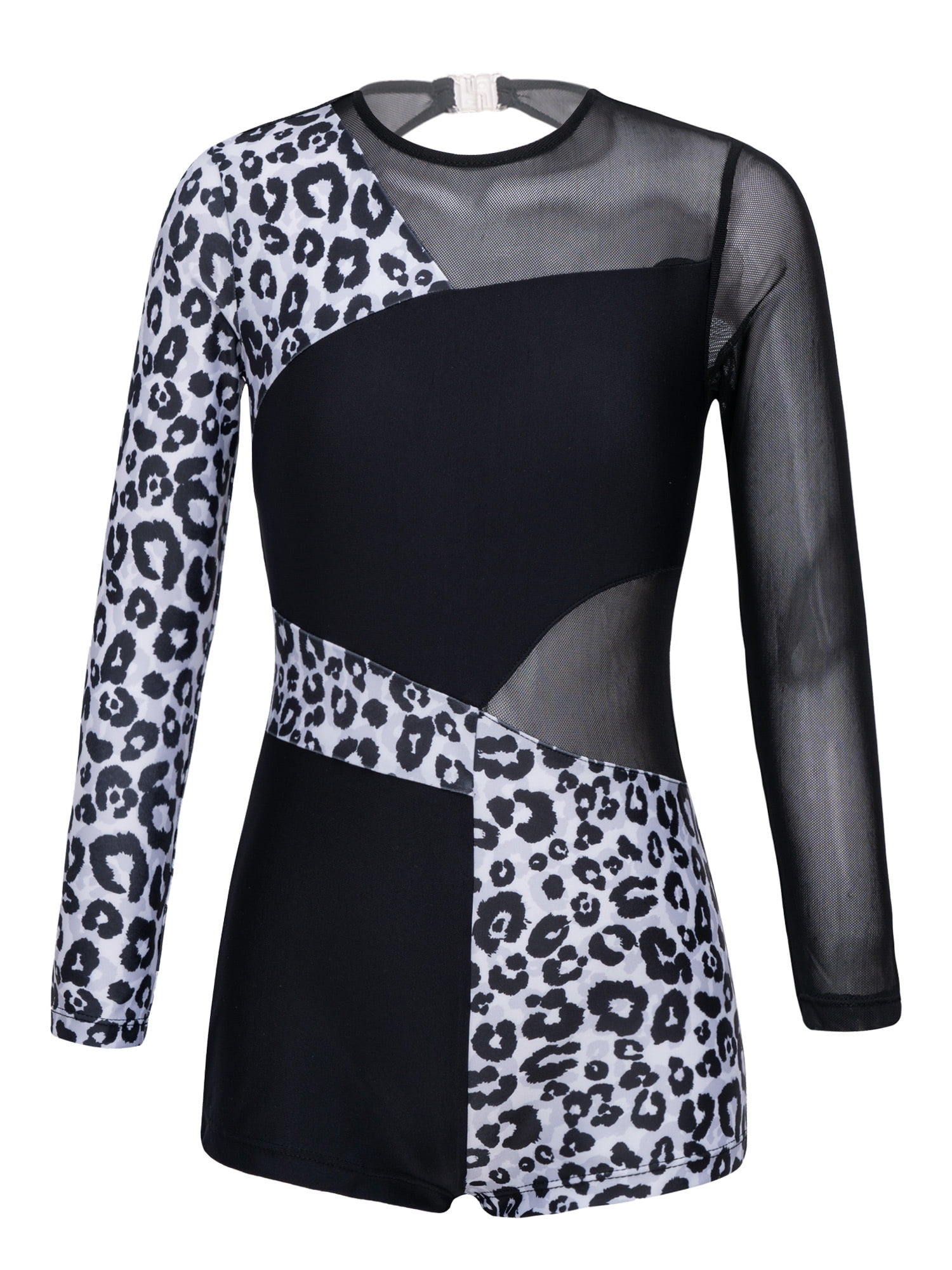 iEFiEL Girls One-piece Dance Jumpsuit Leopard Prints Open Back ...