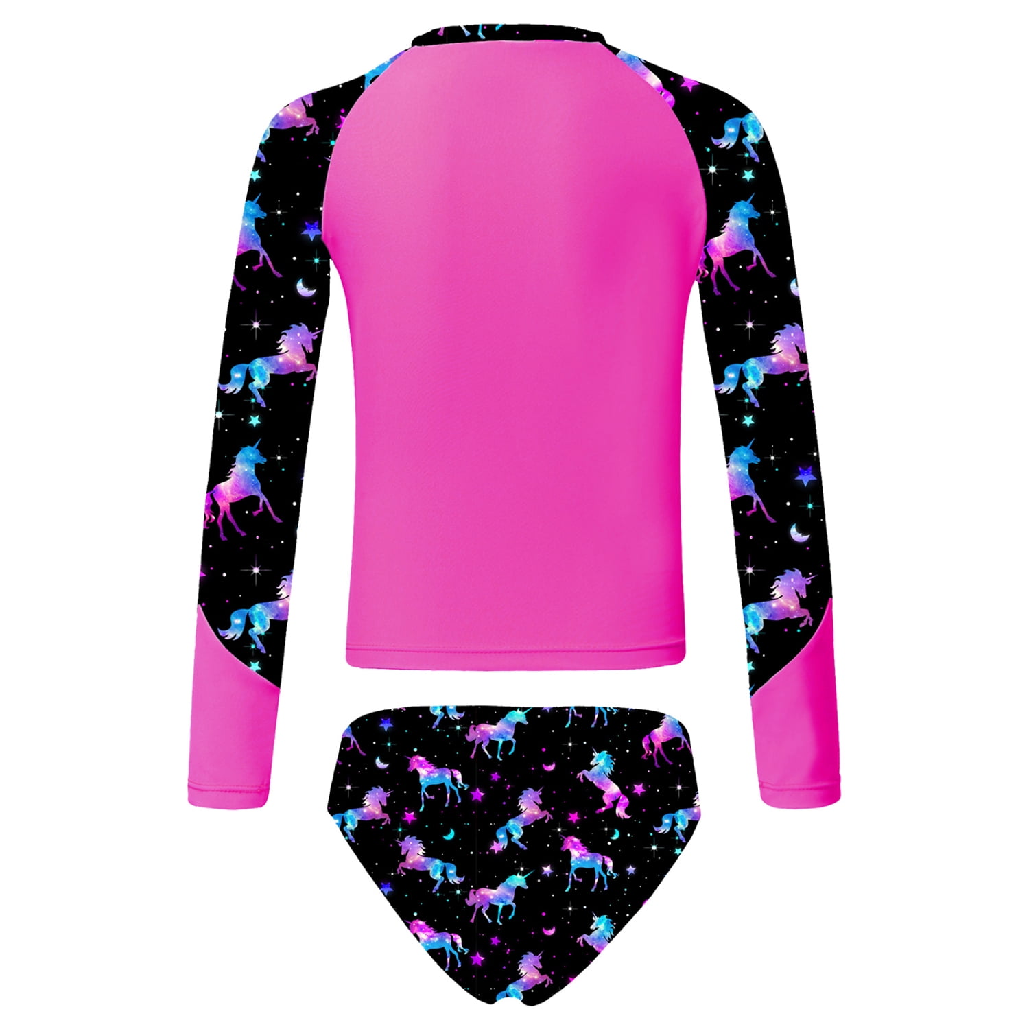 iEFiEL Girls Printed Swimwear Rashguard Set Long Sleeve Swim Tops with ...
