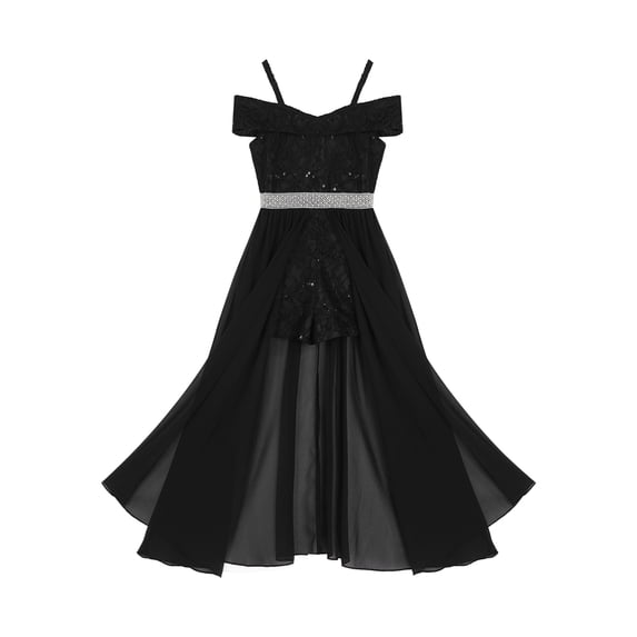 iEFiEL Girls Rhinestone Floral Lace Maxi Romper Dress for Pageant ...