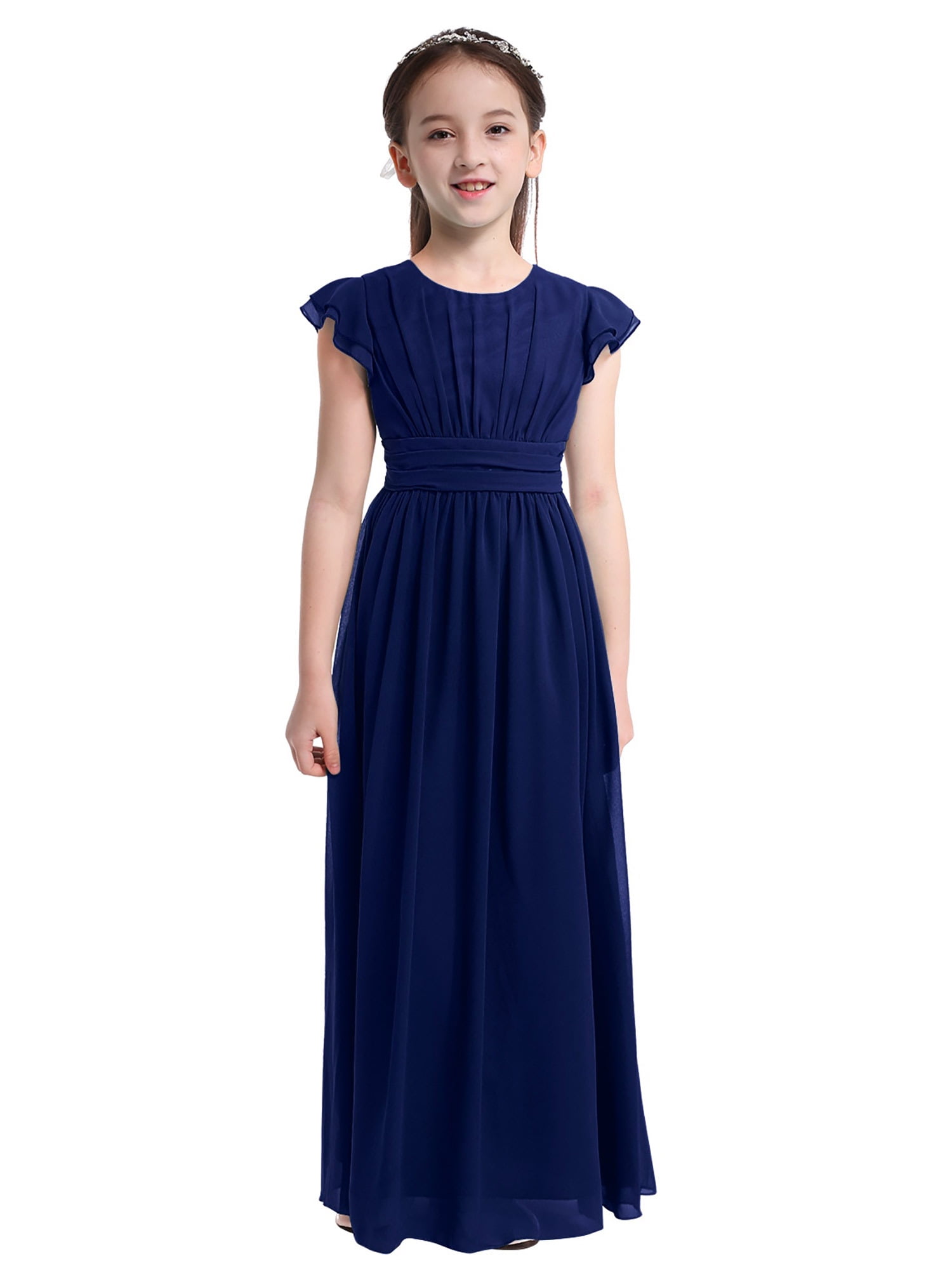 iEFiEL Girls Ruffles Bridesmaid Prom Gown Party Long Flower Girl Dress ...