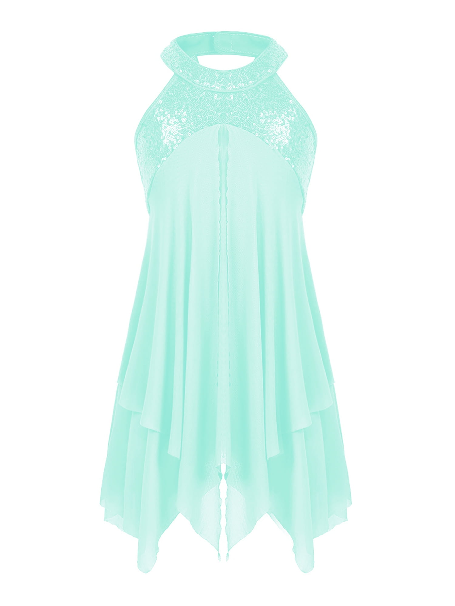 iEFiEL Girls Sequins Dance Leotard Dress Stage Performance Costume ...