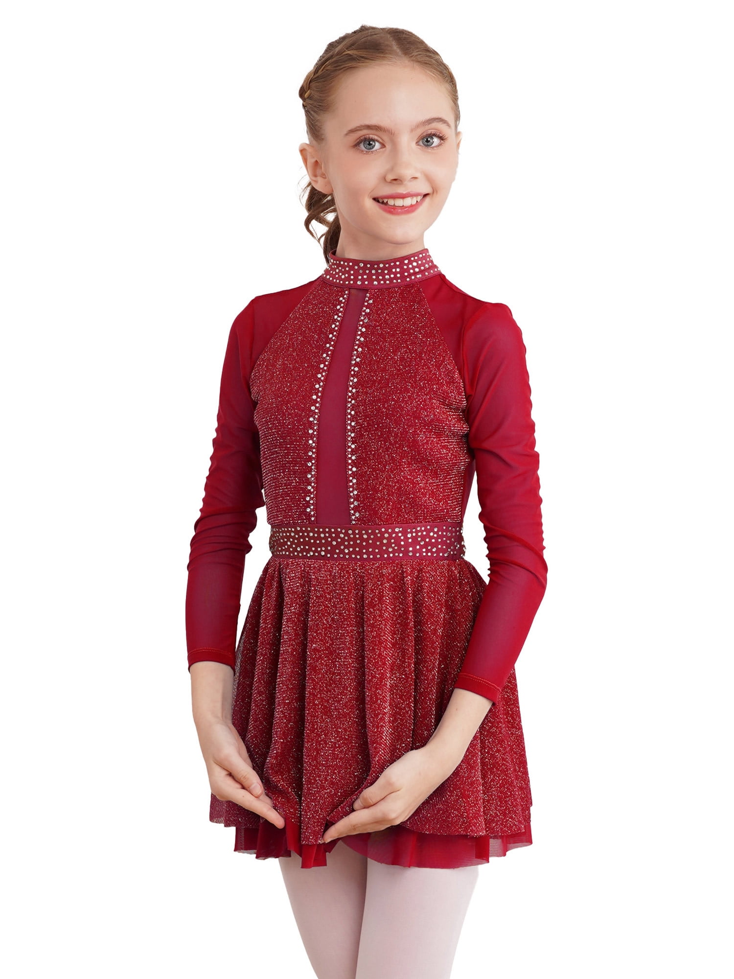 iEFiEL Girls Sequins Figure Skating Dress Gymnastics Ballerina Dance ...