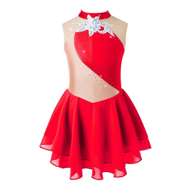 iEFiEL Girls Sequins Floral Gymnastics Leotard Sparkly Rhinestone ...
