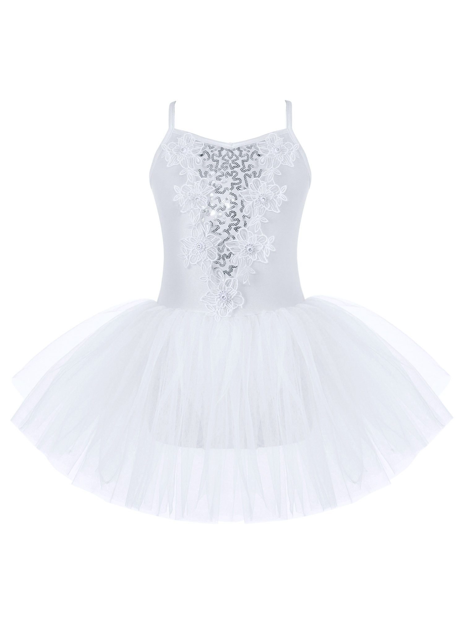 iEFiEL Girls Shine Dancewear Sequins Spaghetti Straps Ballet Tutu ...