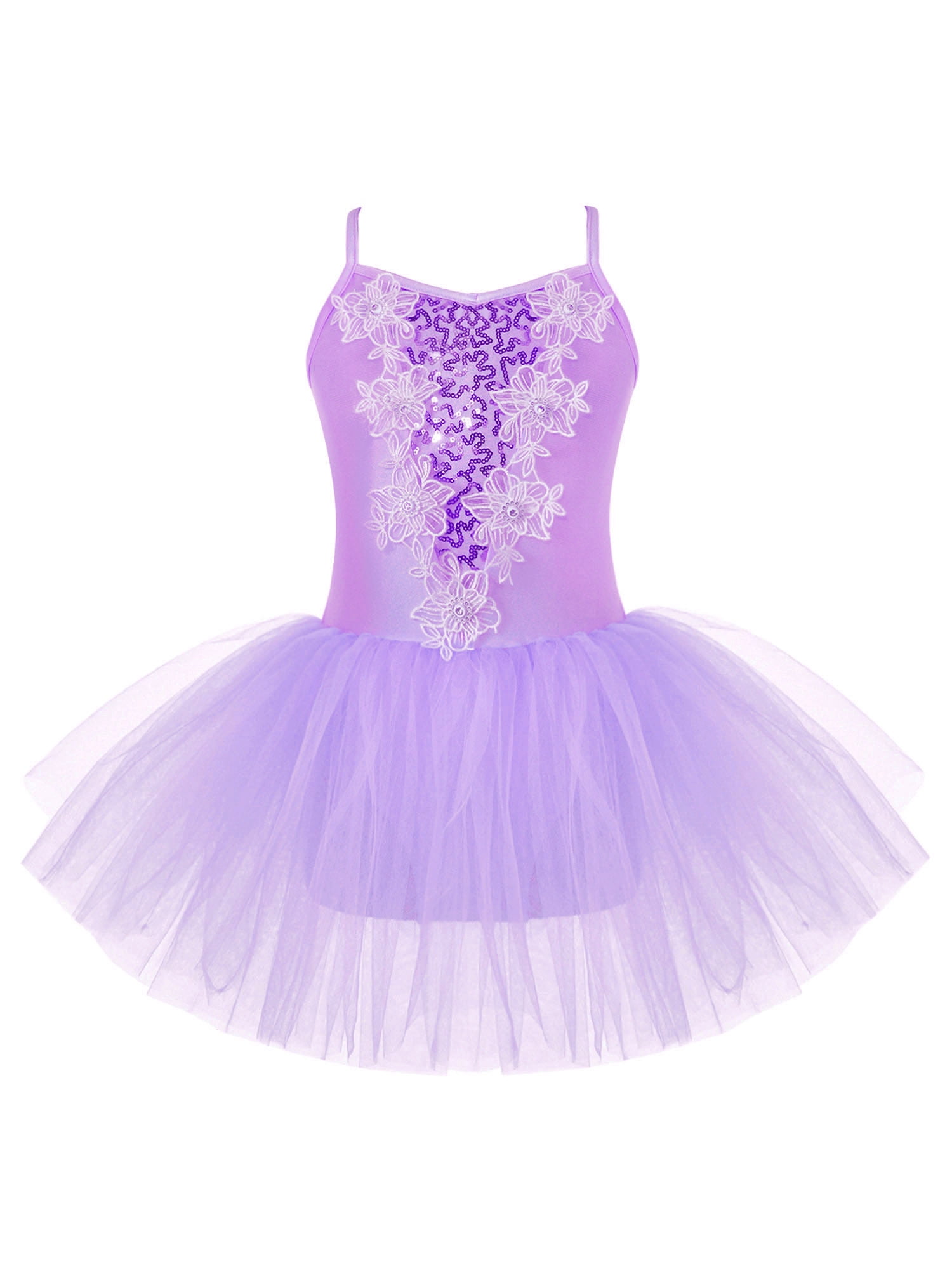 iEFiEL Girls Shine Dancewear Sequins Spaghetti Straps Ballet Tutu ...