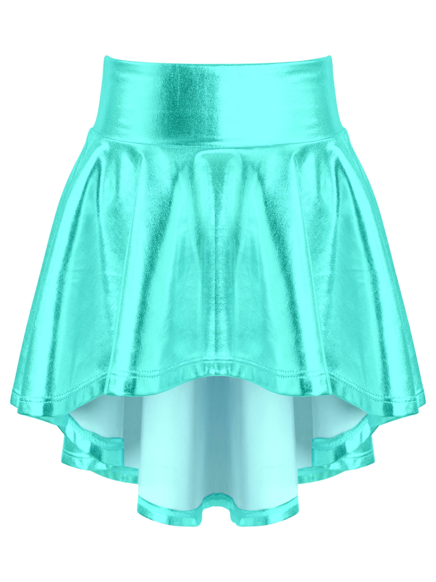 iEFiEL Girls Shiny Metallic Dance Skirt Flared Hip Hop Jazz Dance Skort ...