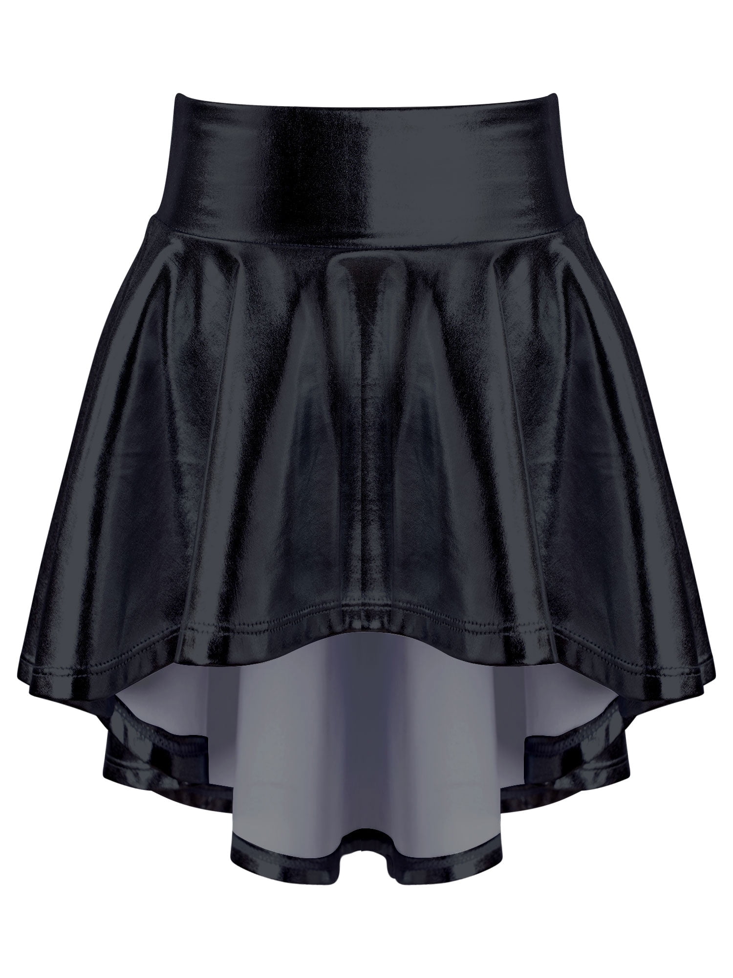 iEFiEL Girls Shiny Metallic Dance Skirt Flared Hip Hop Jazz Dance Skort ...