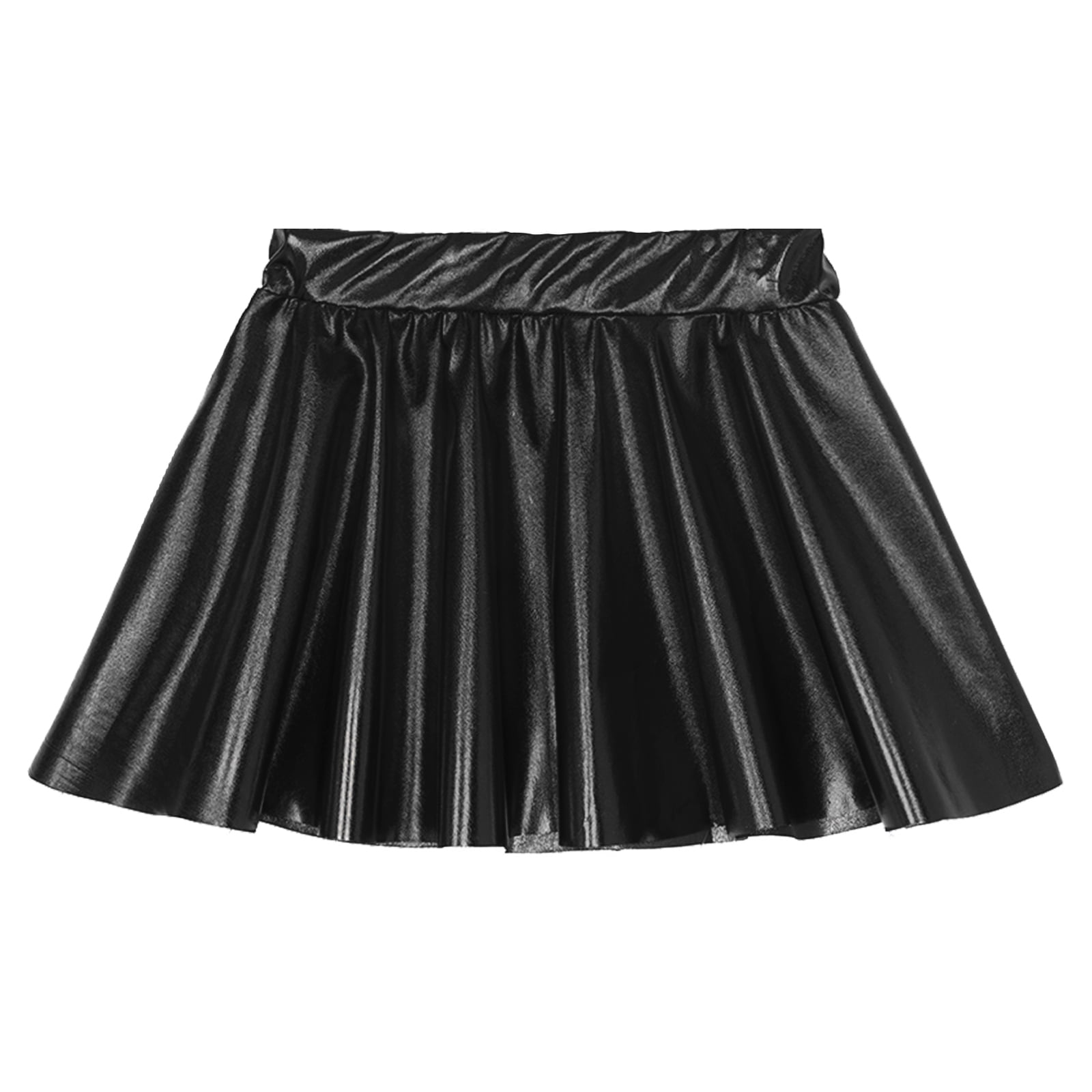 iEFiEL Girls Shiny Metallic Dance Skirt Flared Hip Hop Jazz Dance Skort ...