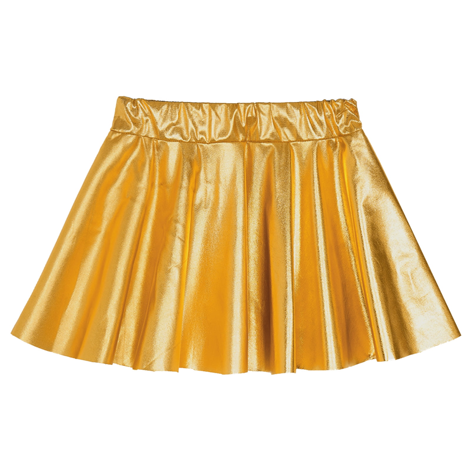 iEFiEL Girls Shiny Metallic Dance Skirt Flared Hip Hop Jazz Dance Skort ...