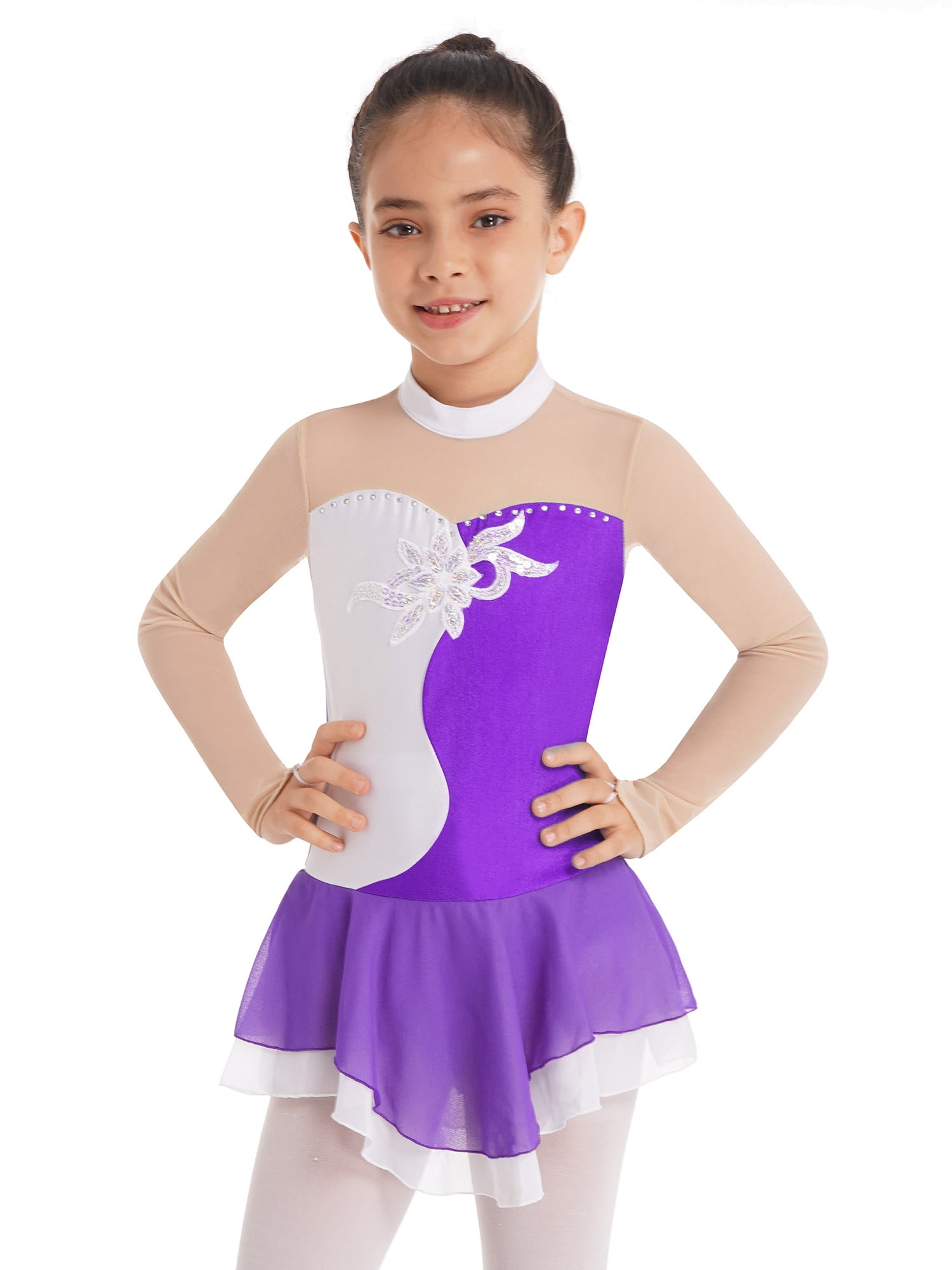 iEFiEL Girls Shiny Sequins Gymnastics Dance Leotard Ballerina ...
