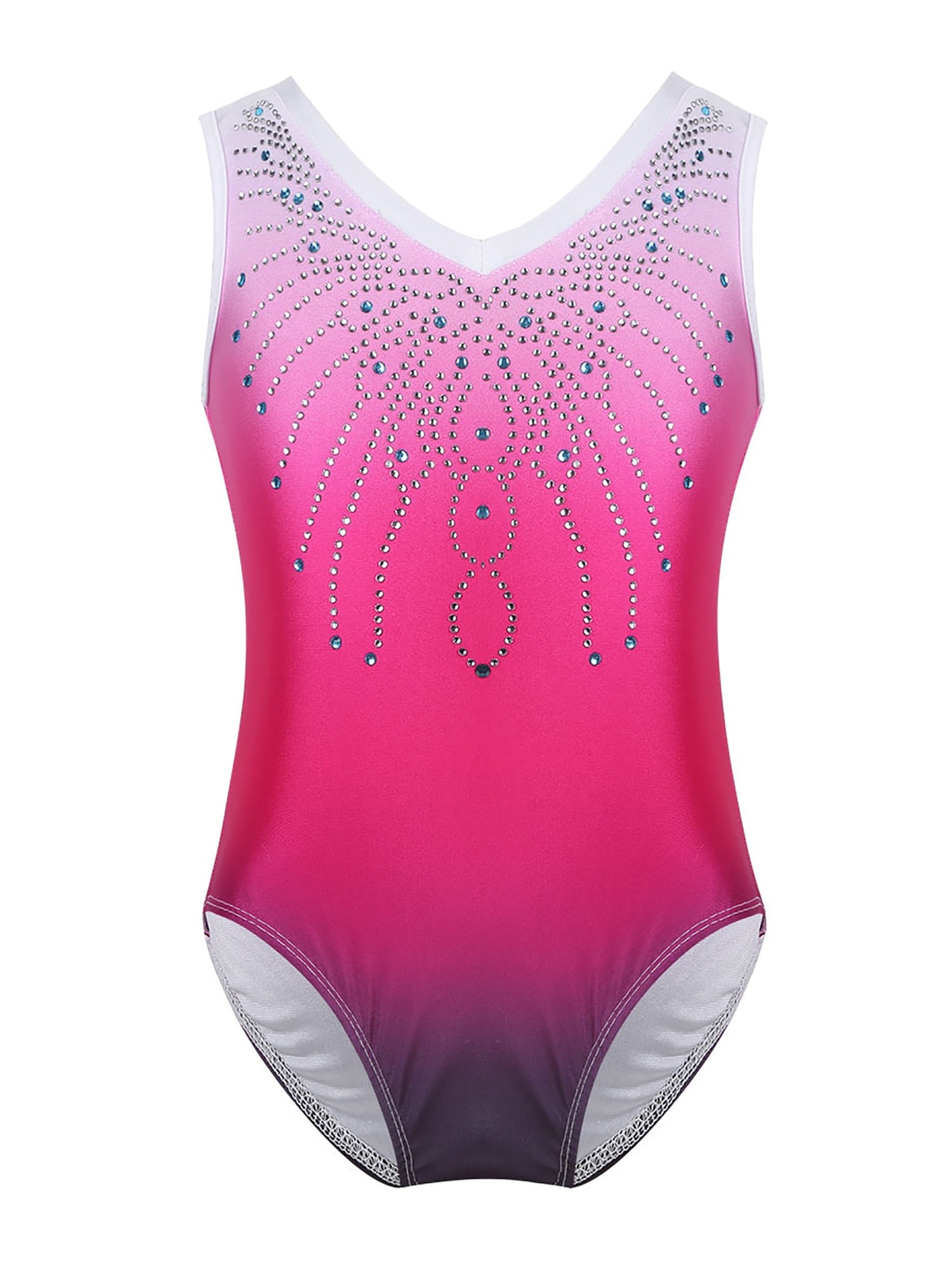 iEFiEL Girls Sleeveless Shiny Rhinestone Ballet Dance Leotard ...