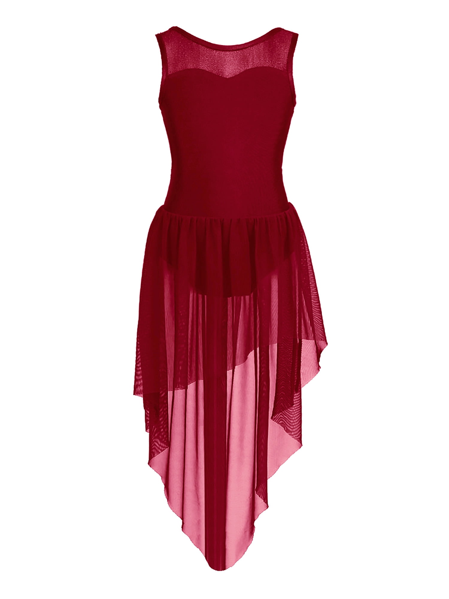 iEFiEL Girls Sleeveless Splice Open Back High-low Hem Ballet Dance ...