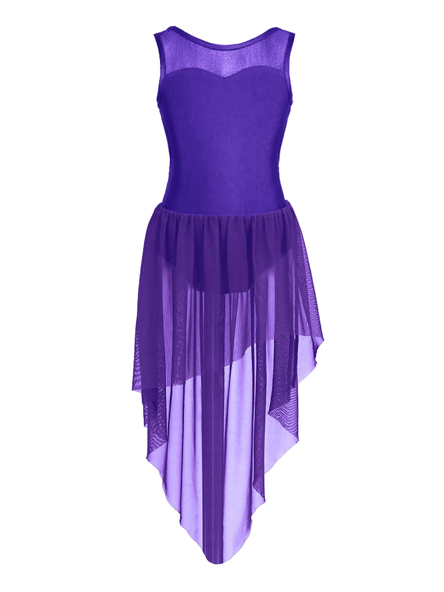 iEFiEL Girls Sleeveless Splice Open Back High-low Hem Ballet Dance ...