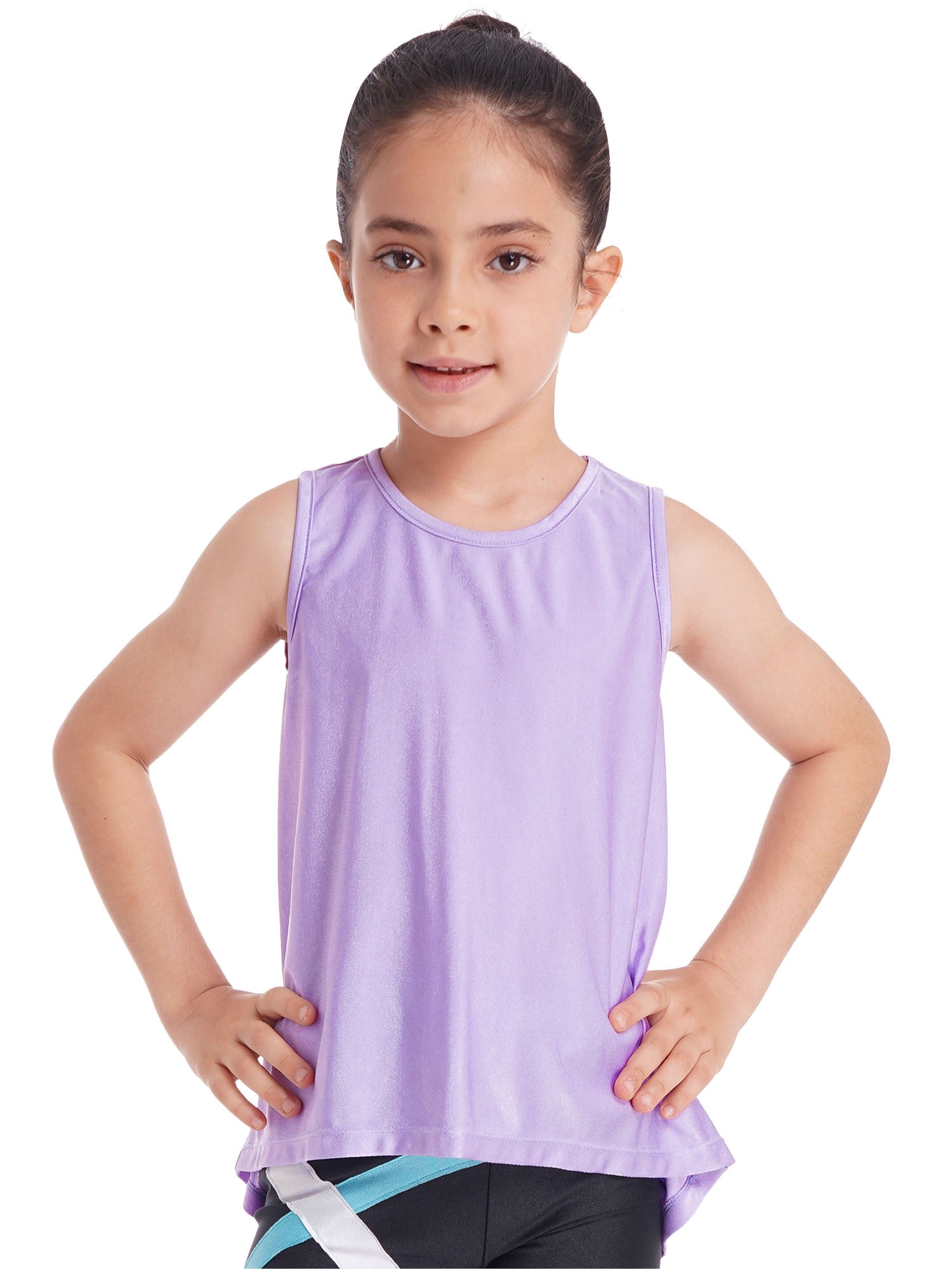 iEFiEL Girls Split Back Tank Top Casual Solid Color Sleeveless Sports ...