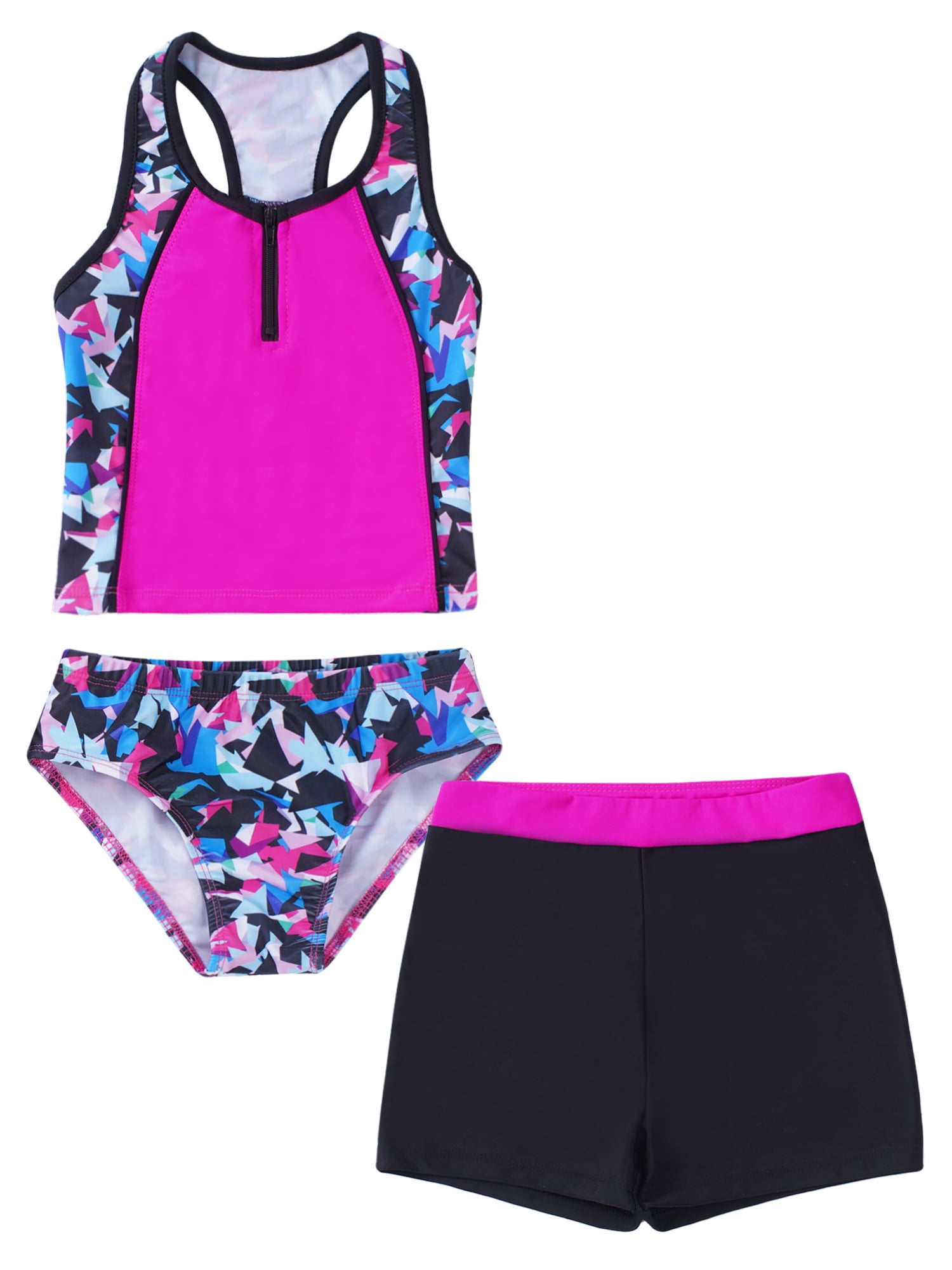 iEFiEL Girls Stripped Bathing Suit Tankini Set Tweens Three-Piece ...