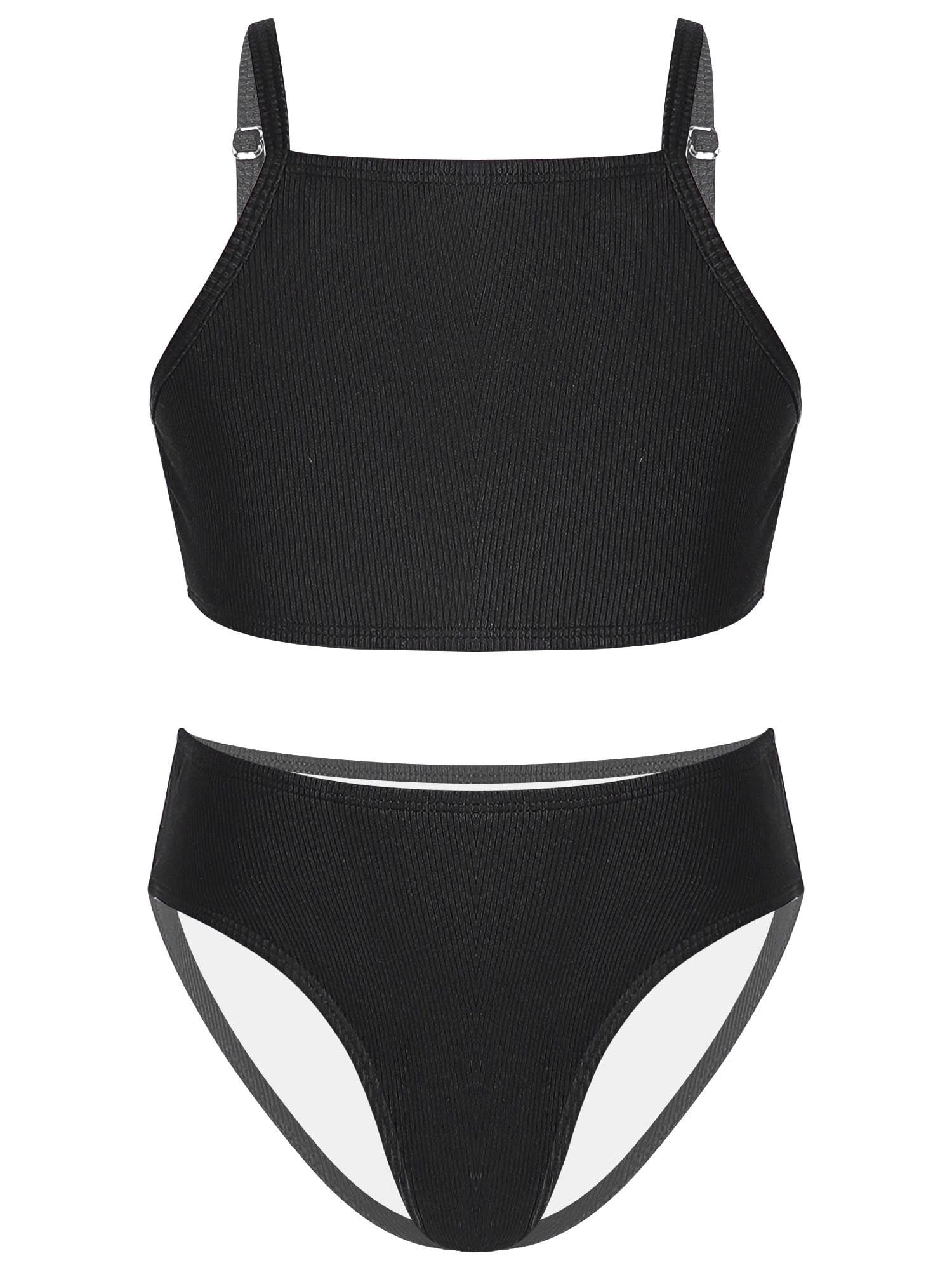 iEFiEL Girls Preteen Junior 2-Piece Halter Tankini Swimsuit for Tweens ...